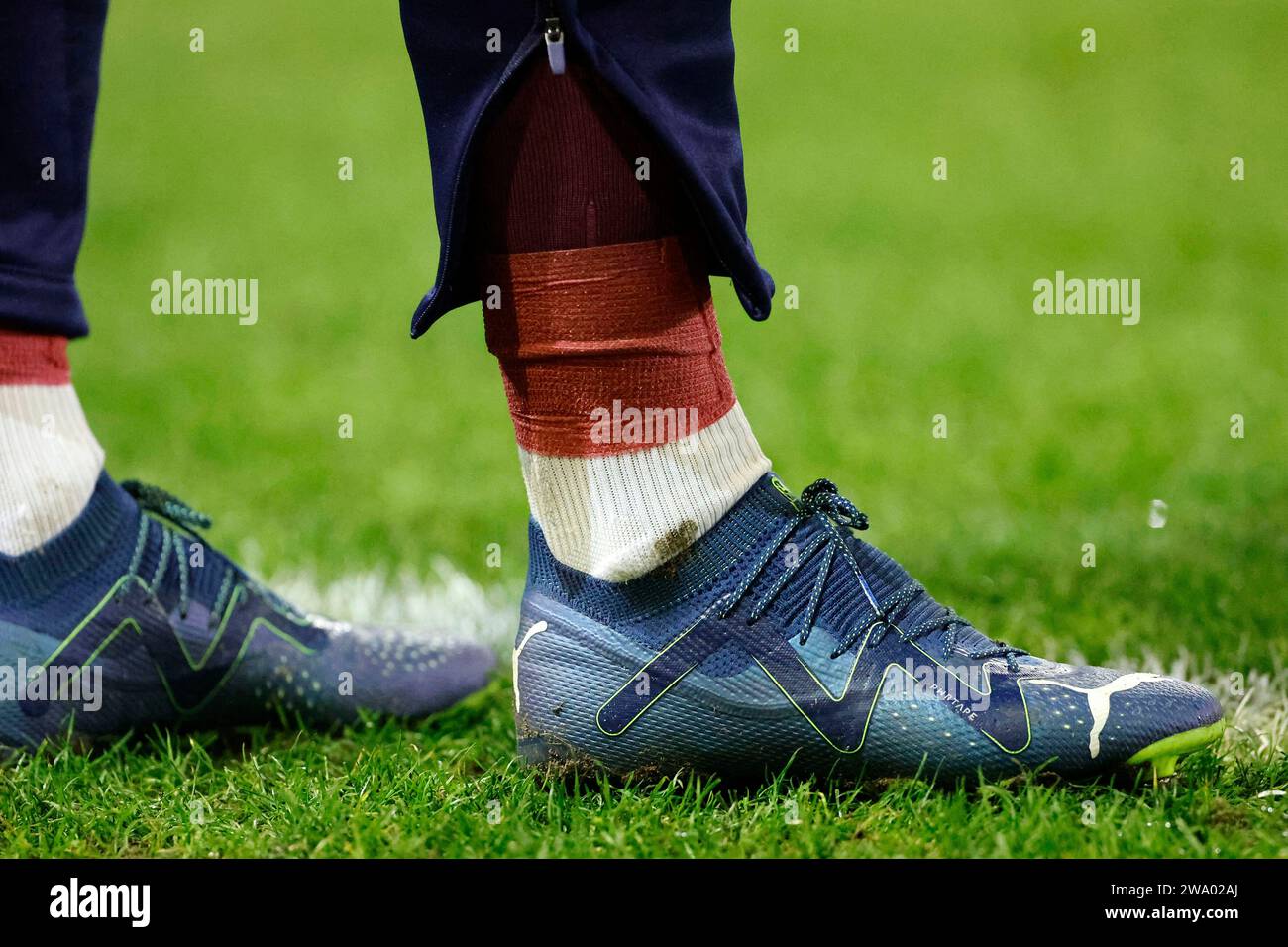 Football boots is playing during the Vanarama National League match ...