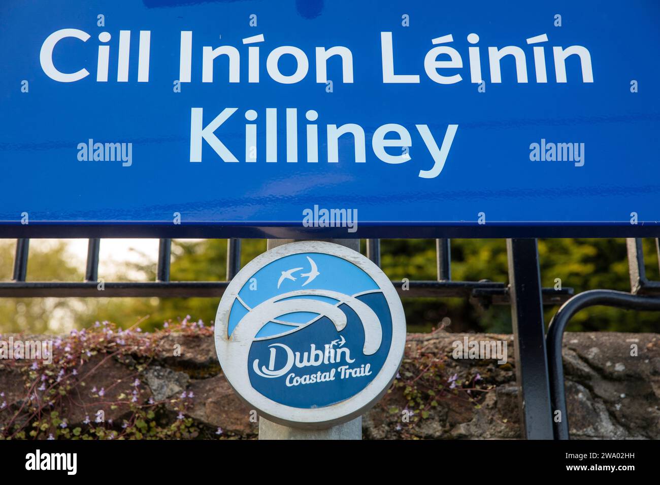 Ireland, Dublin, Killiney, bilingual DART Station and Coastal trail ...