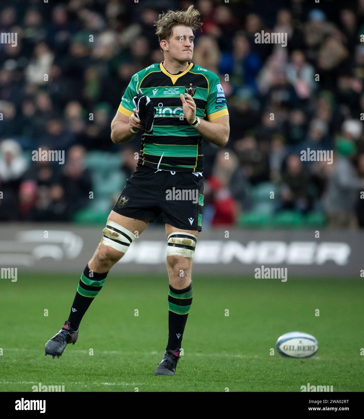 Northampton, UK. 30th Dec, 2023.Northampton Saints Alex Coles in action ...