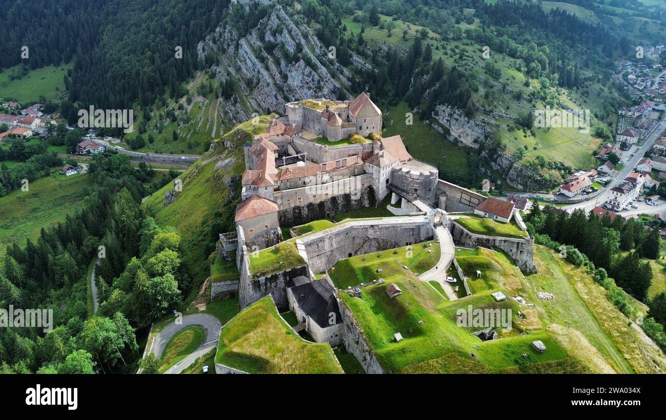 drone photo Joux castle Jura France Europe Stock Photo - Alamy