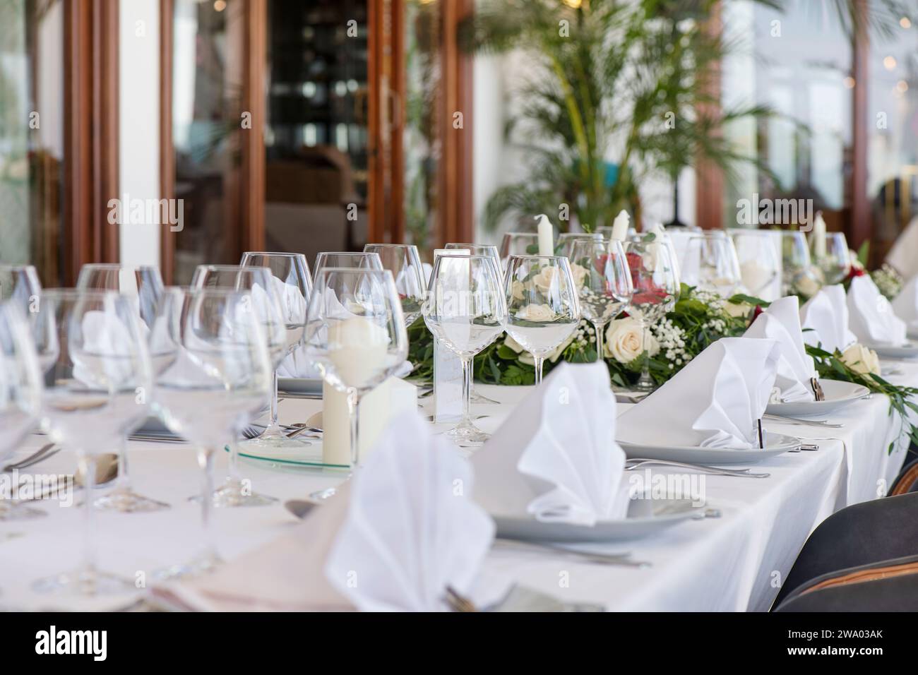 Table arrangement for a special event such a wedding or a celebration ...