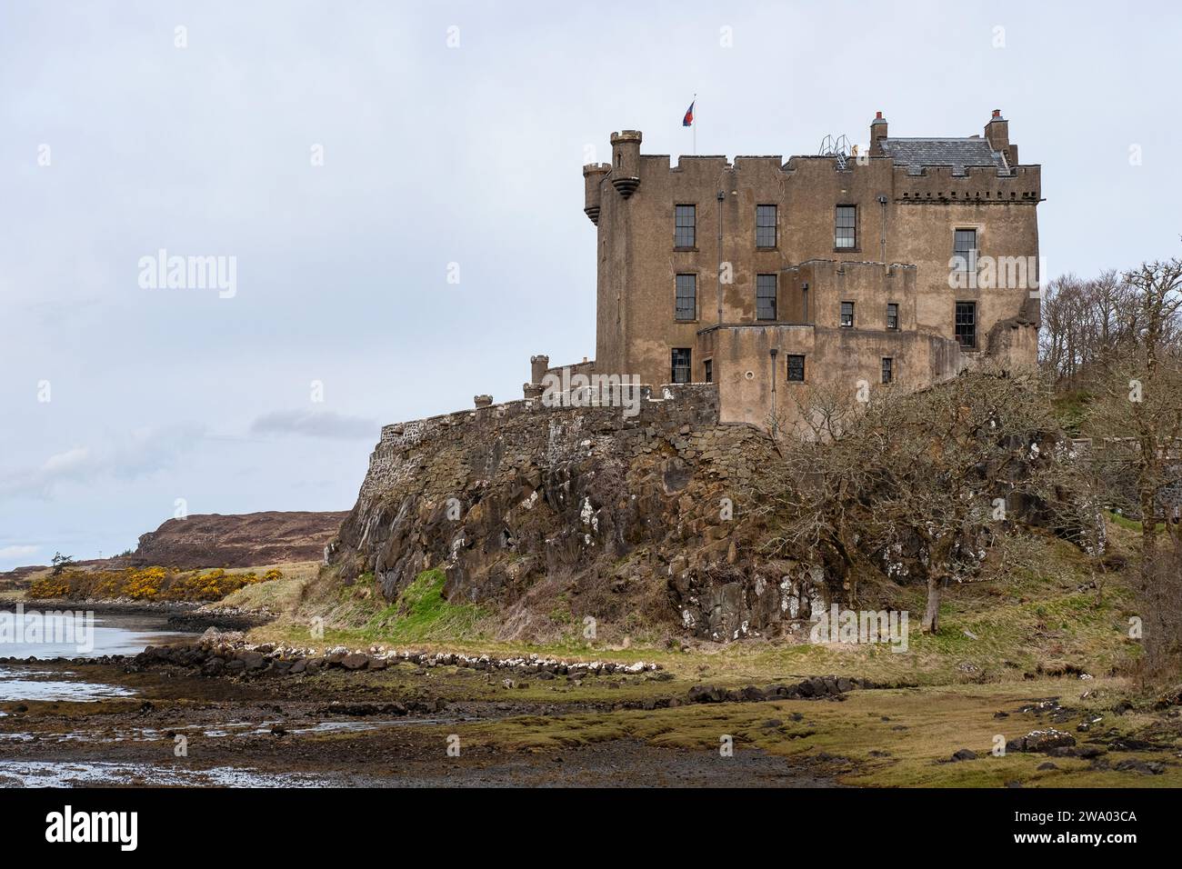 Somber atmosphere over the impressive medieval castle and fortress ...