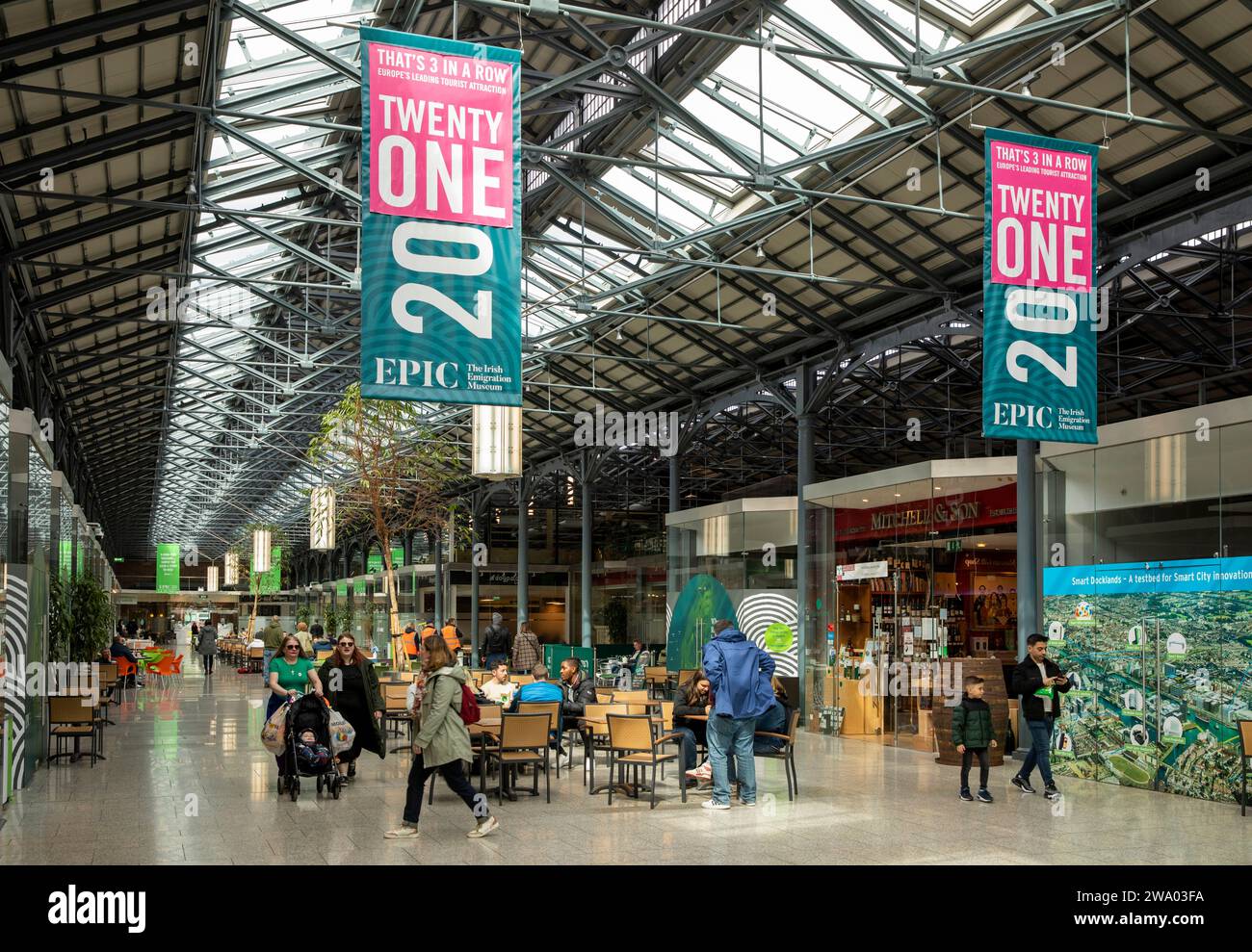 Ireland, Dublin, CHQ building, historic interior of quayside fireproof ...