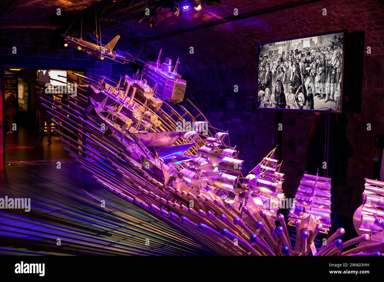 Ireland, Dublin, EPIC Irish Emigration Museum, sculpture showing ...