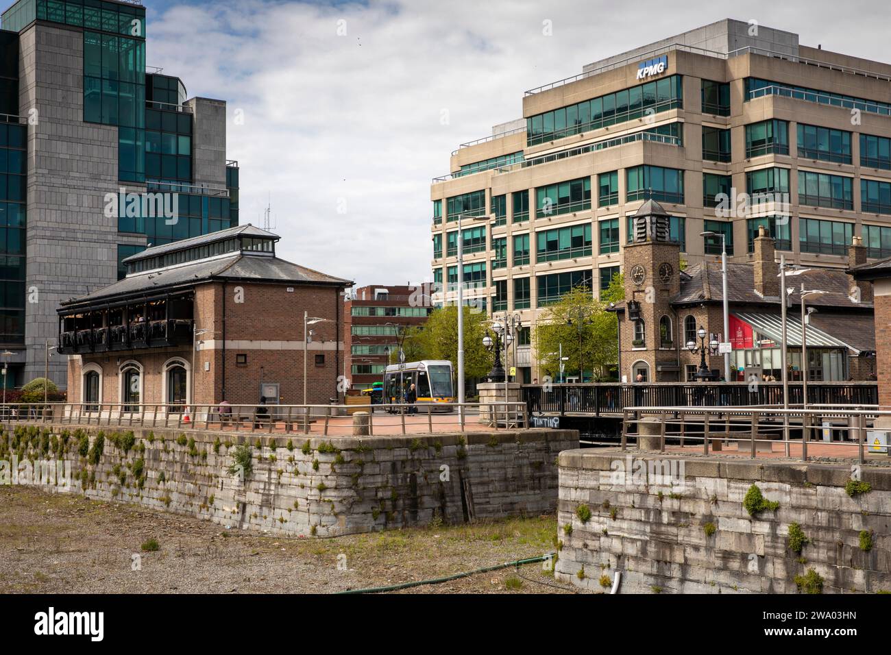 Ireland, Dublin, former George’s Dock basin and Harbourmaster Building ...