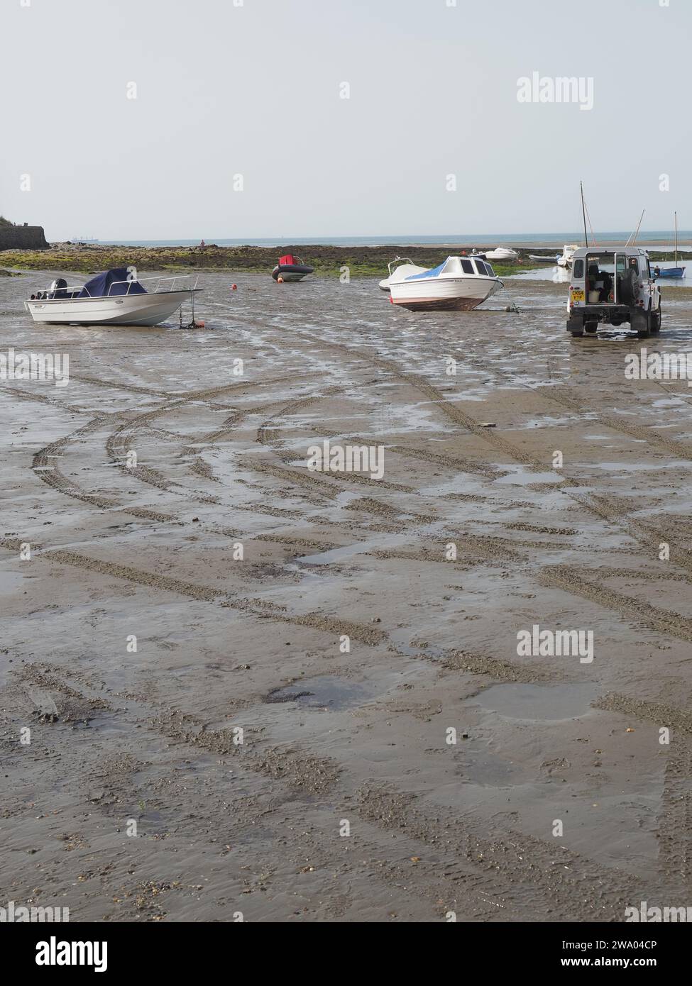 Low tide at Newport Parrog harbour Stock Photo - Alamy