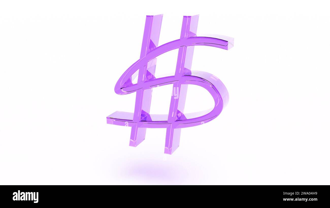 Color glass sign dollar rotate on white back 3d render Stock Photo - Alamy