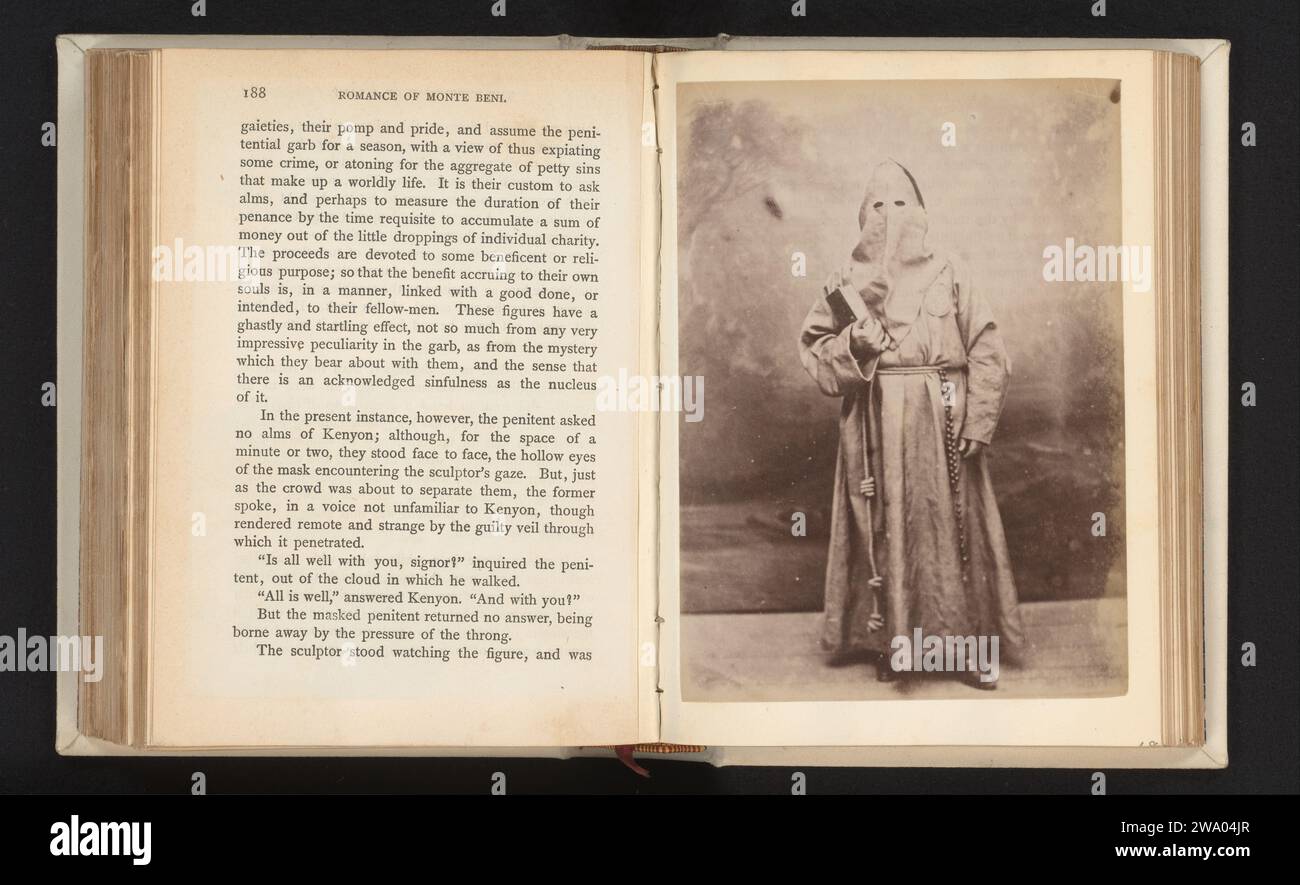 Portrait of someone in a monk's food and with a hood over the head ...