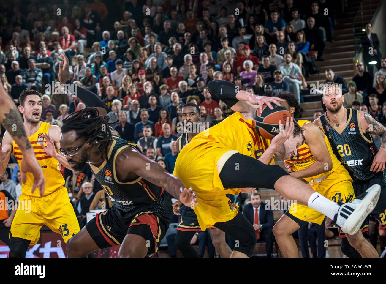 Monaco, Monaco. 29th Dec, 2023. Monaco players #10 John Brown, #11 ...