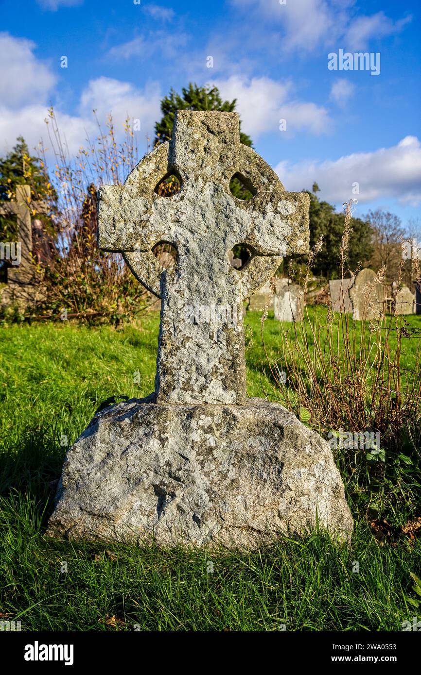 Large stone Celtic Cross in the Churchyard of St Andrews Church in ...