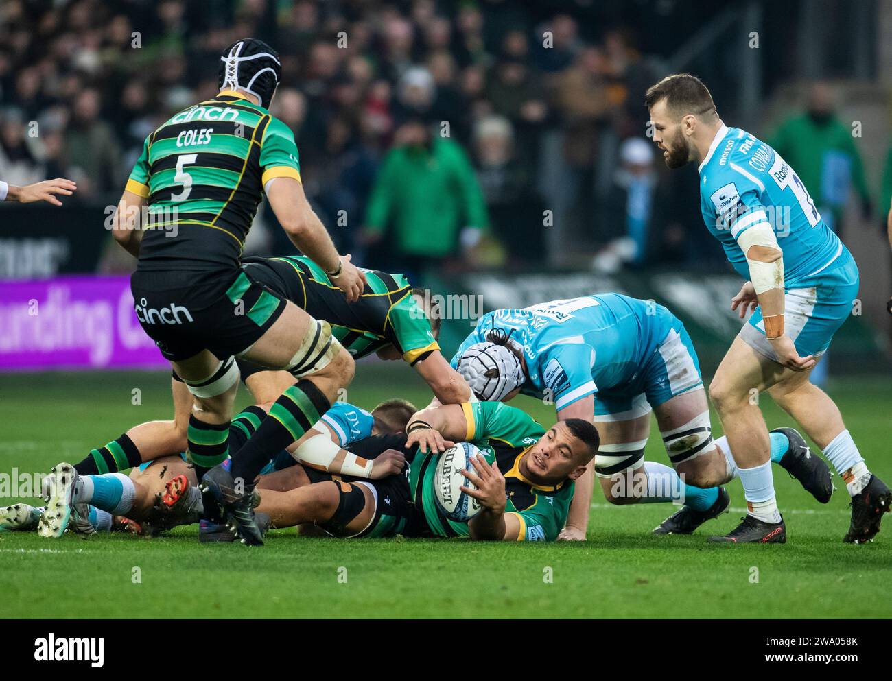 Northampton, UK. 30th Dec, 2023.Northampton Saints Sam Matavesi in ...