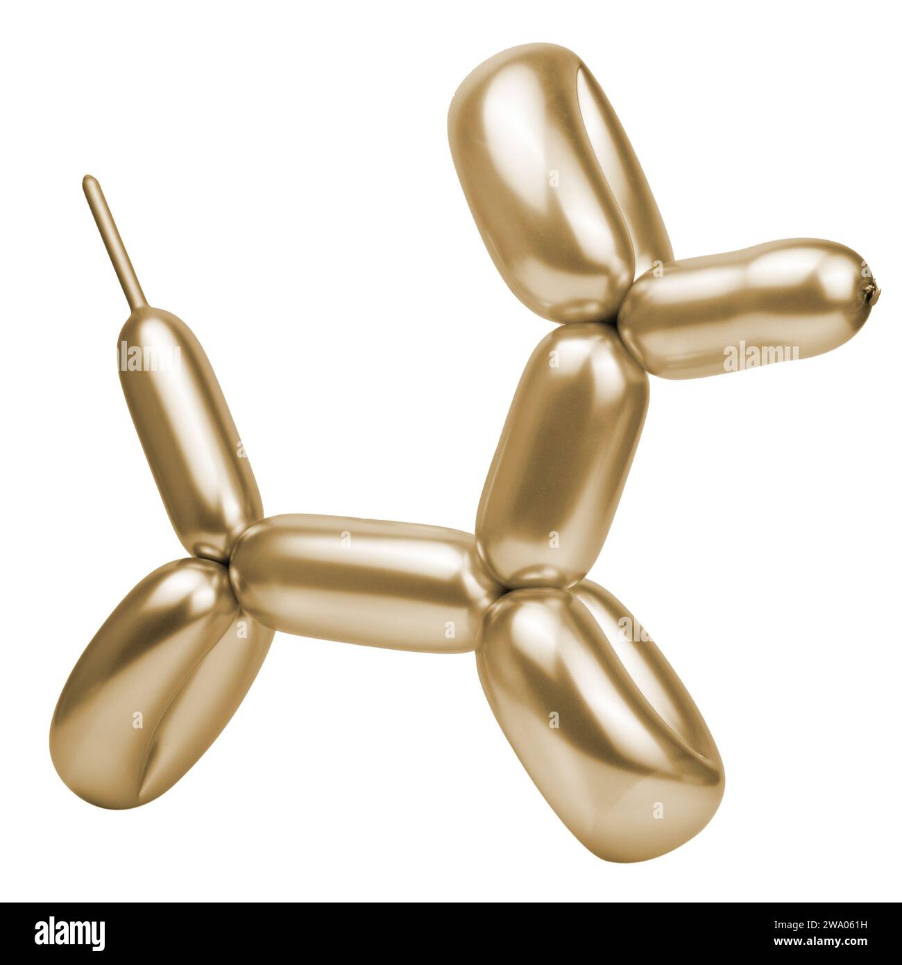 Bright silver balloon dog figure isolated on the white background Stock ...