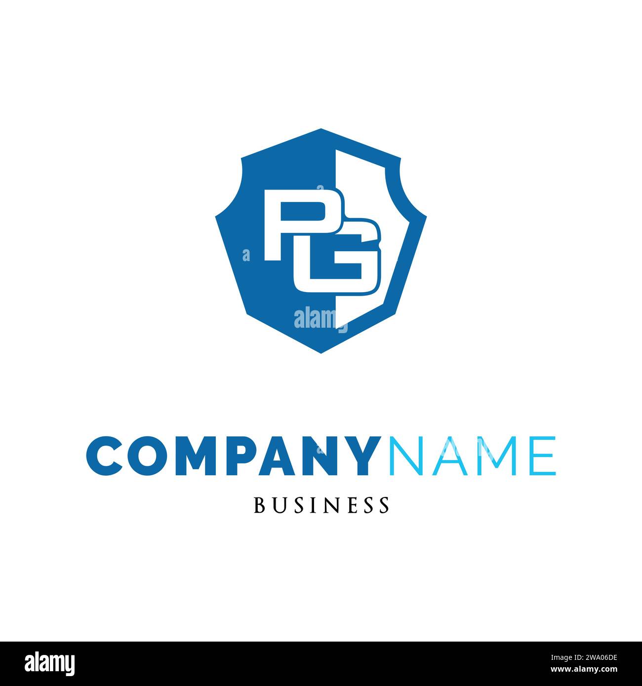 Initial Letter PG Shield Icon Logo Design Template Stock Vector Image ...