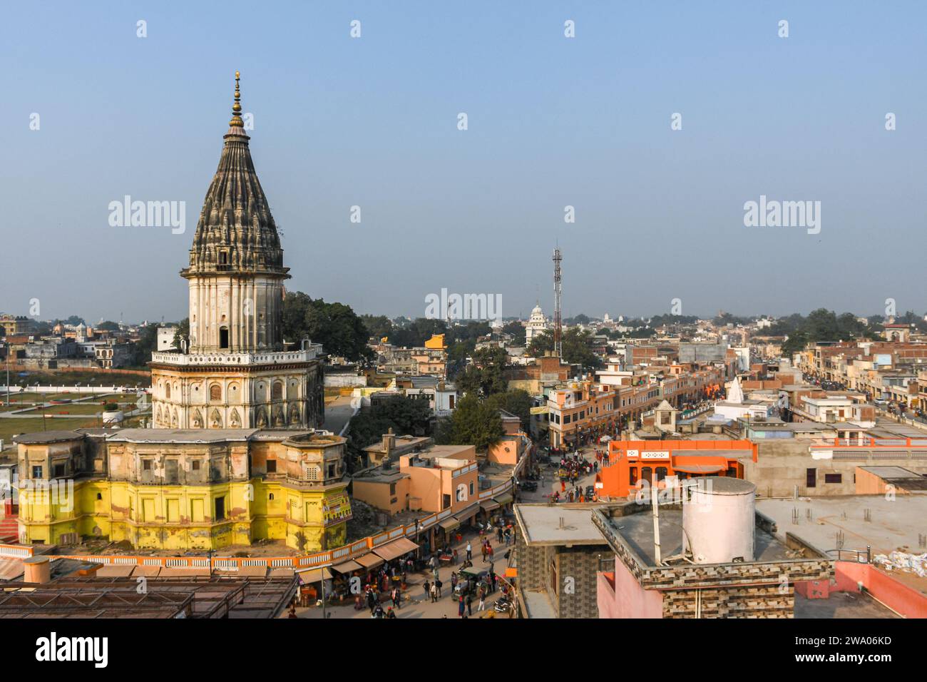 A view of the city in Ayodhya. Ayodhya is an ancient city in northern ...