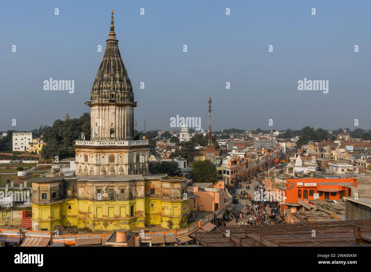 A view of the city in Ayodhya. Ayodhya is an ancient city in northern ...