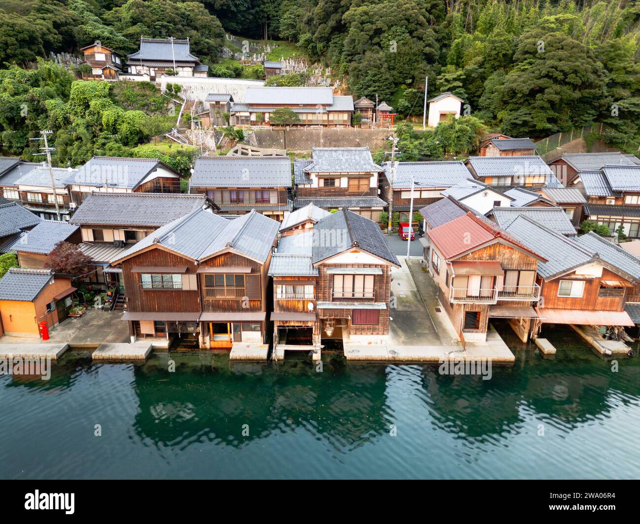 Ine Bay, Kyoto, Japan at the Funaya boat houses at dusk Stock Photo - Alamy