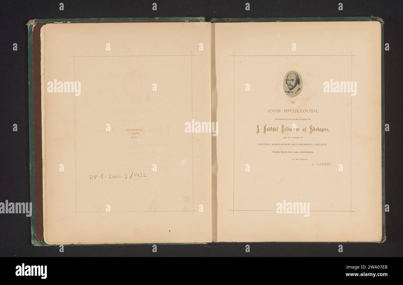 Reproduction of a portrait of William Shakespeare, Anonymous, c. 1877 ...