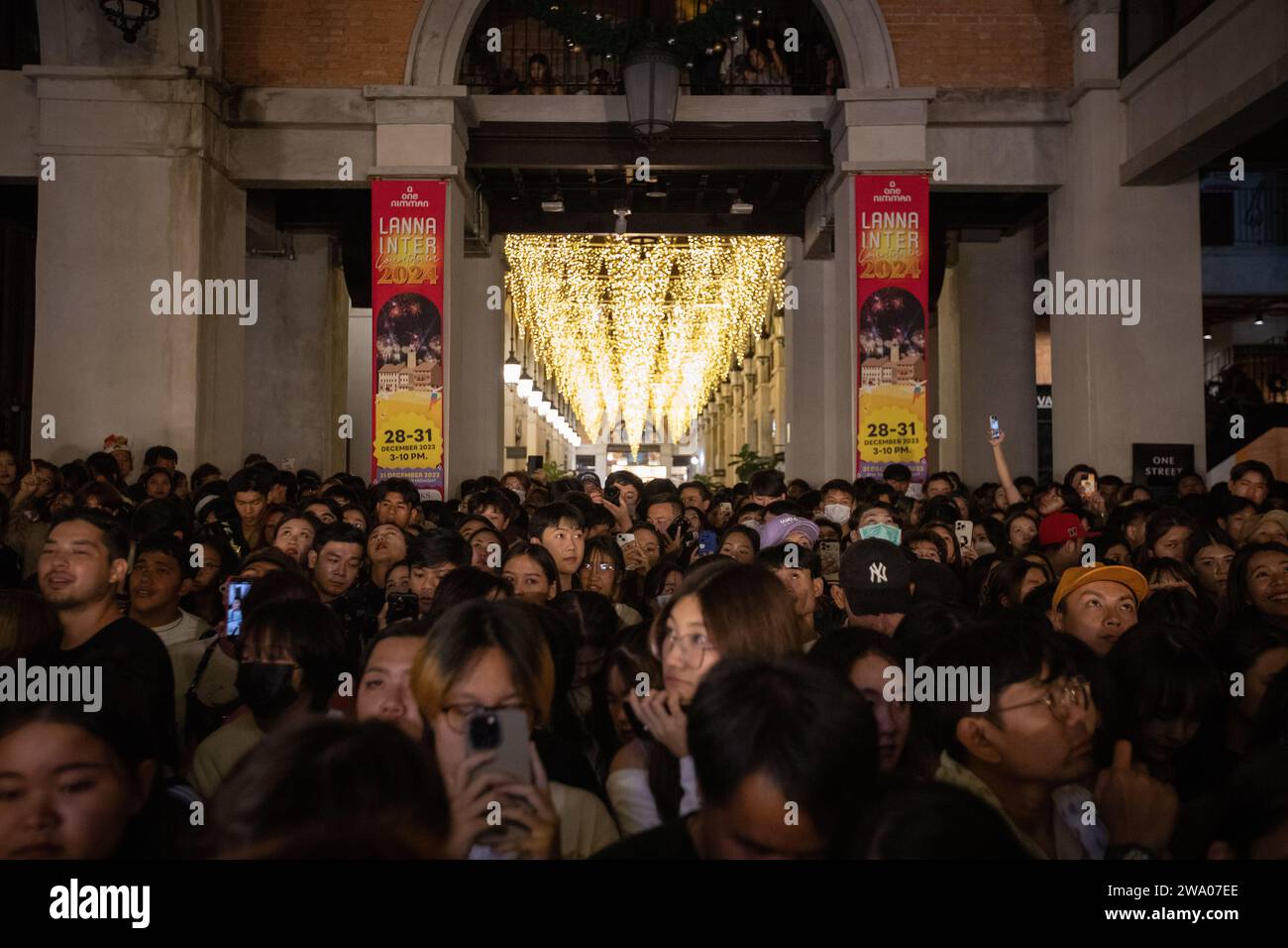 Chiang Mai, Thailand. 01st Jan, 2024. People waiting to watch the ...