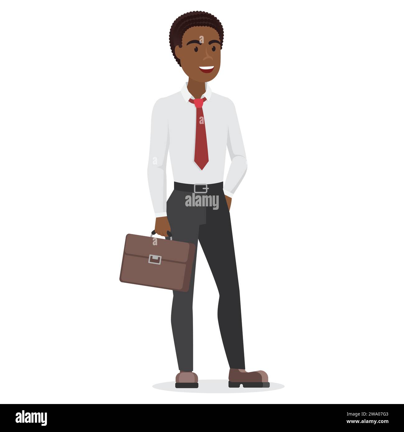 African businessman with suitcase. Black office manager cartoon vector ...