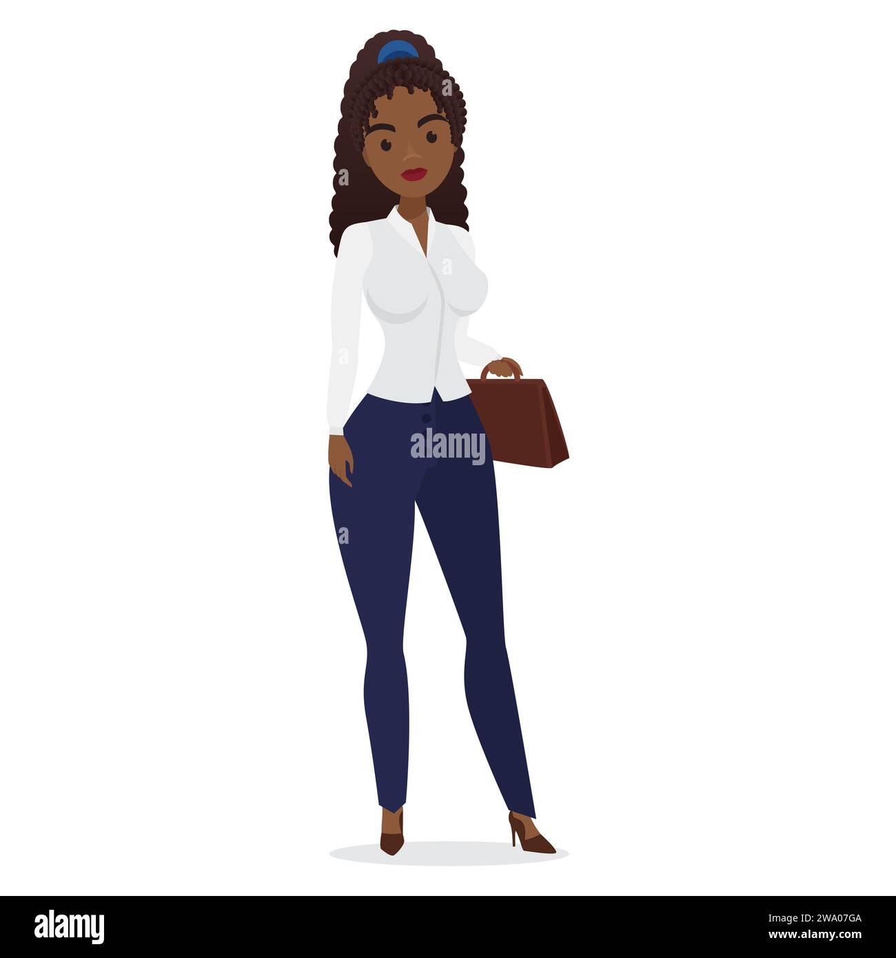 Black businesswoman with bag. African female office manager cartoon ...