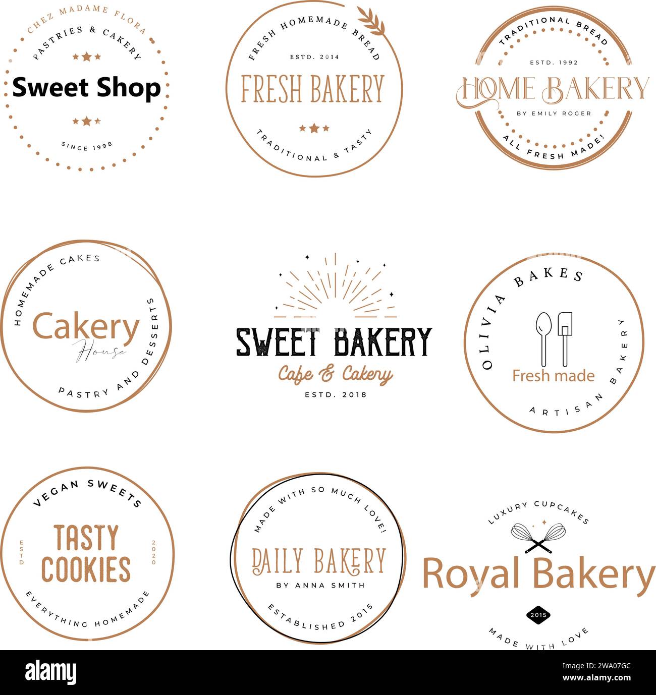 Free Vector | Bakery logo template editable file Stock Vector Image ...