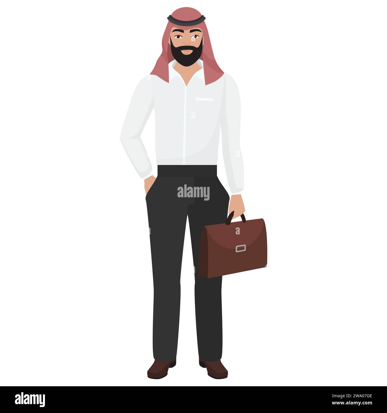 Modern arab businessman. Muslim office worker with suitcase cartoon ...