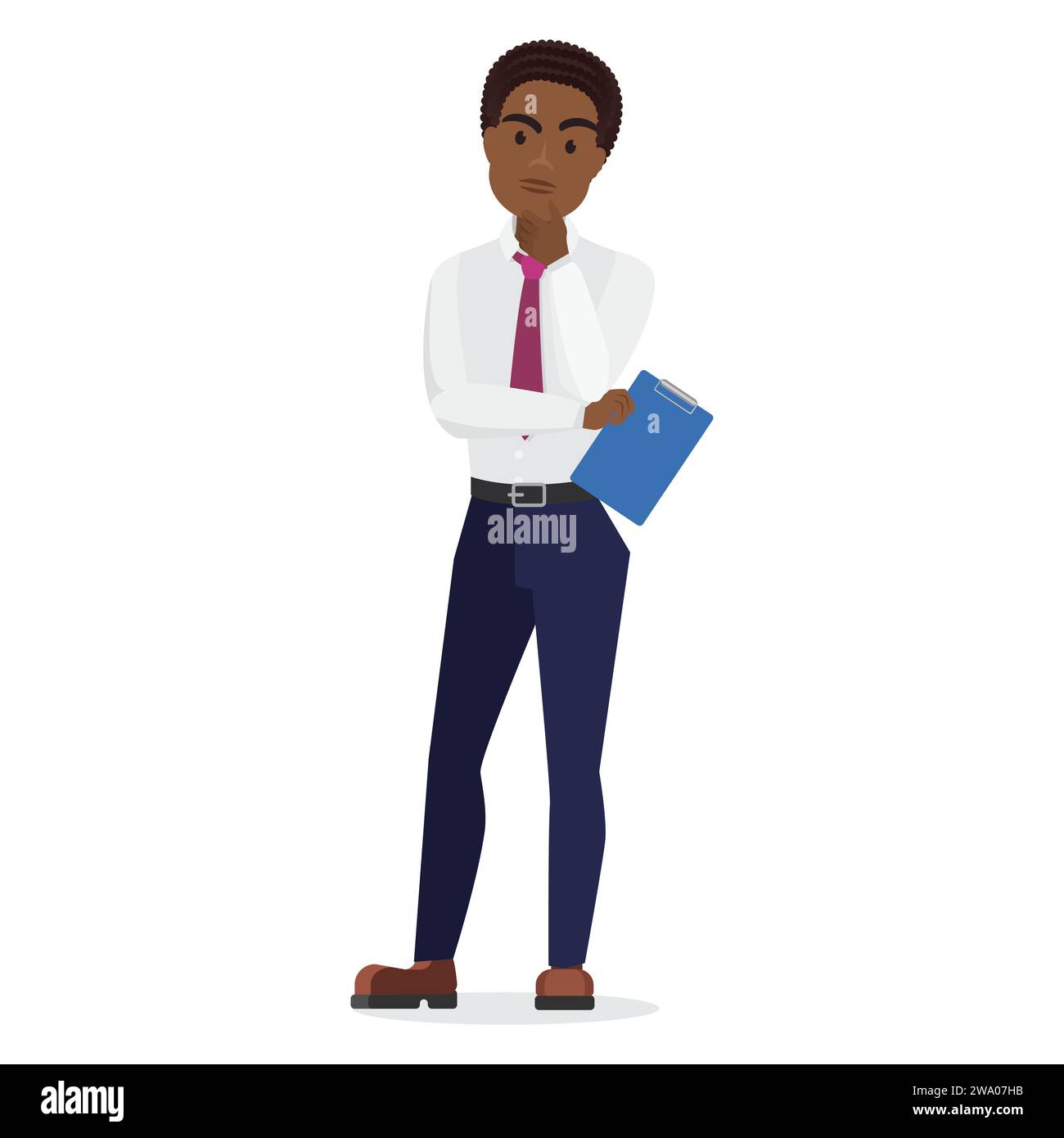 Black businessman in thinking position. African office worker with ...