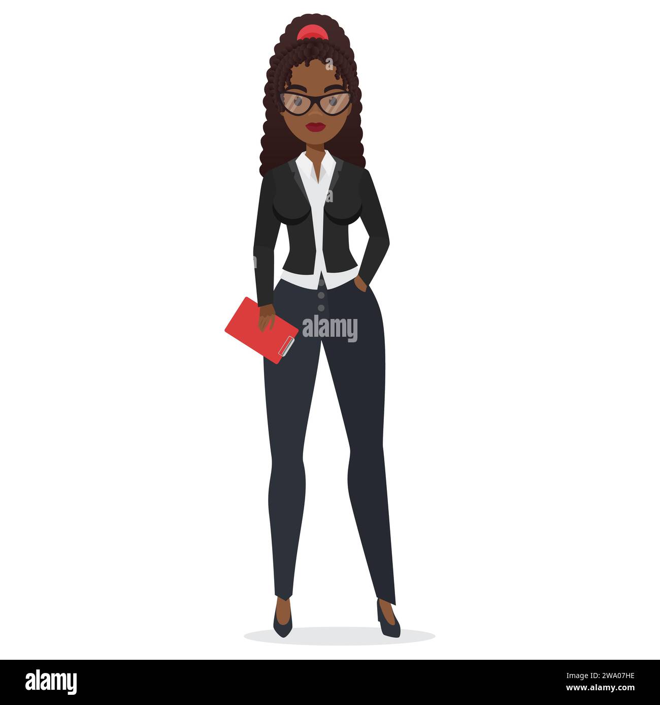 Intelligent african businesswoman. Black female office manager cartoon ...