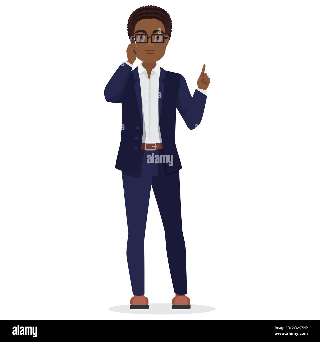 Black businessman talking on phone. African male office worker calling ...