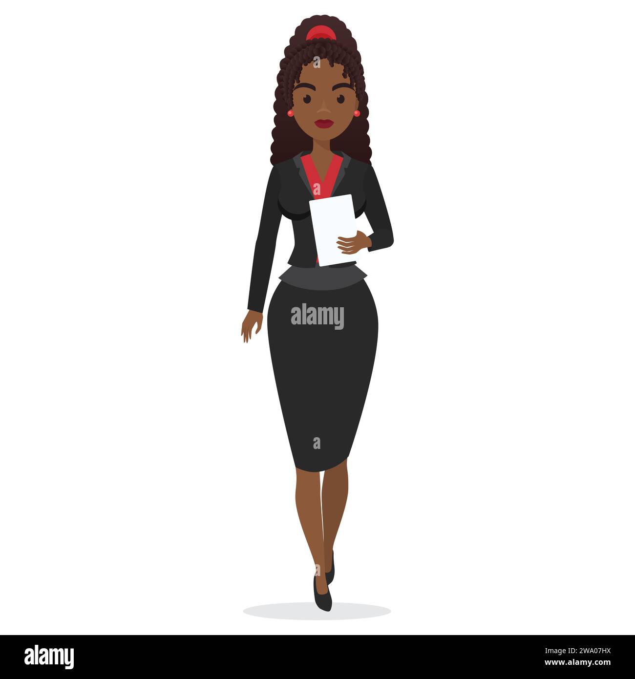 Black businesswoman holds paper report. African female office worker ...