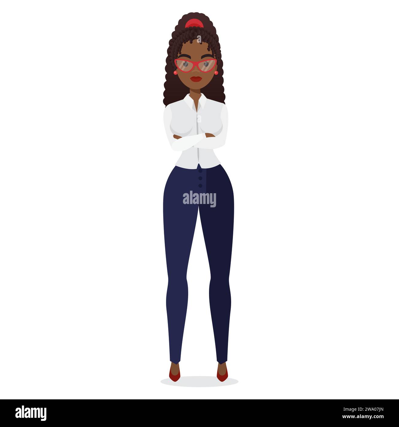 Confident black businesswoman with crossed arms. Female afro office ...