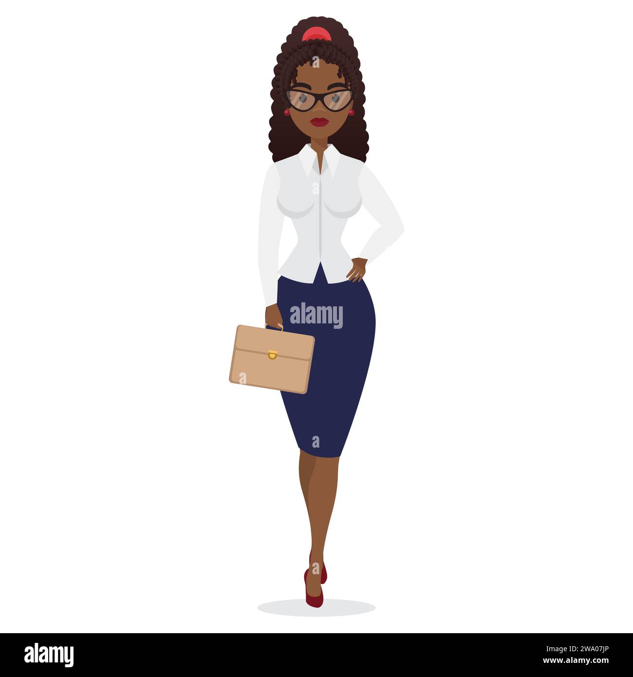 African businesswoman with briefcase. Black female office manager ...