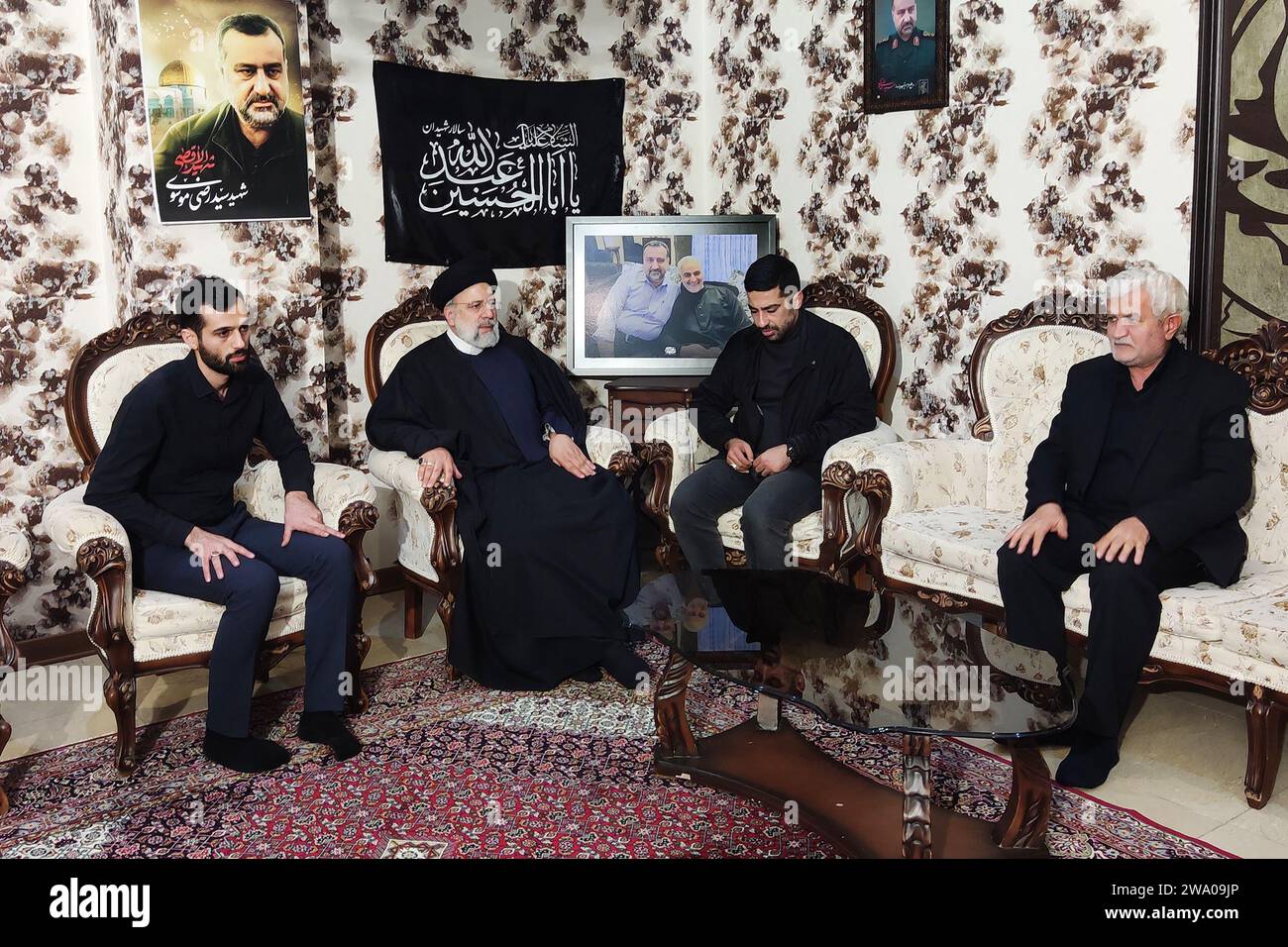 Tehran, Iran. 31st Dec, 2023. Iranian President EBRAHIM RAISI (2L ...