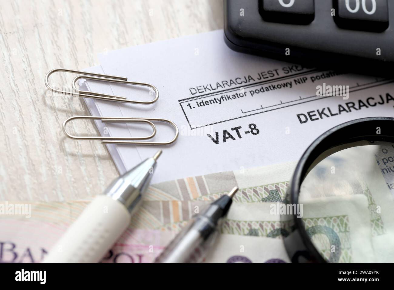 Declaration for tax on goods and services VAT-8 form on accountant ...