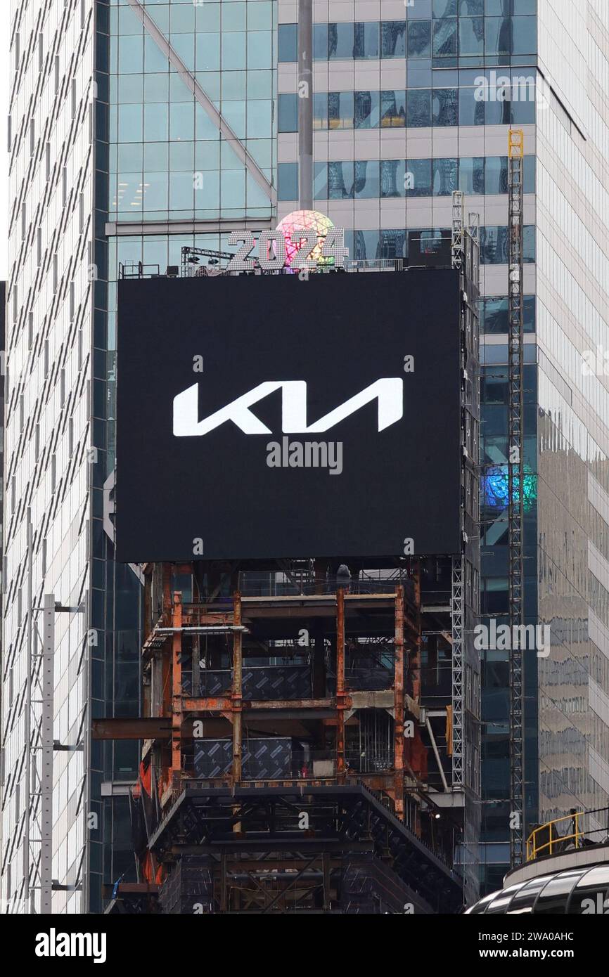 New York, United States. 31st Dec, 2023. A sign with the 2024 numerals ...