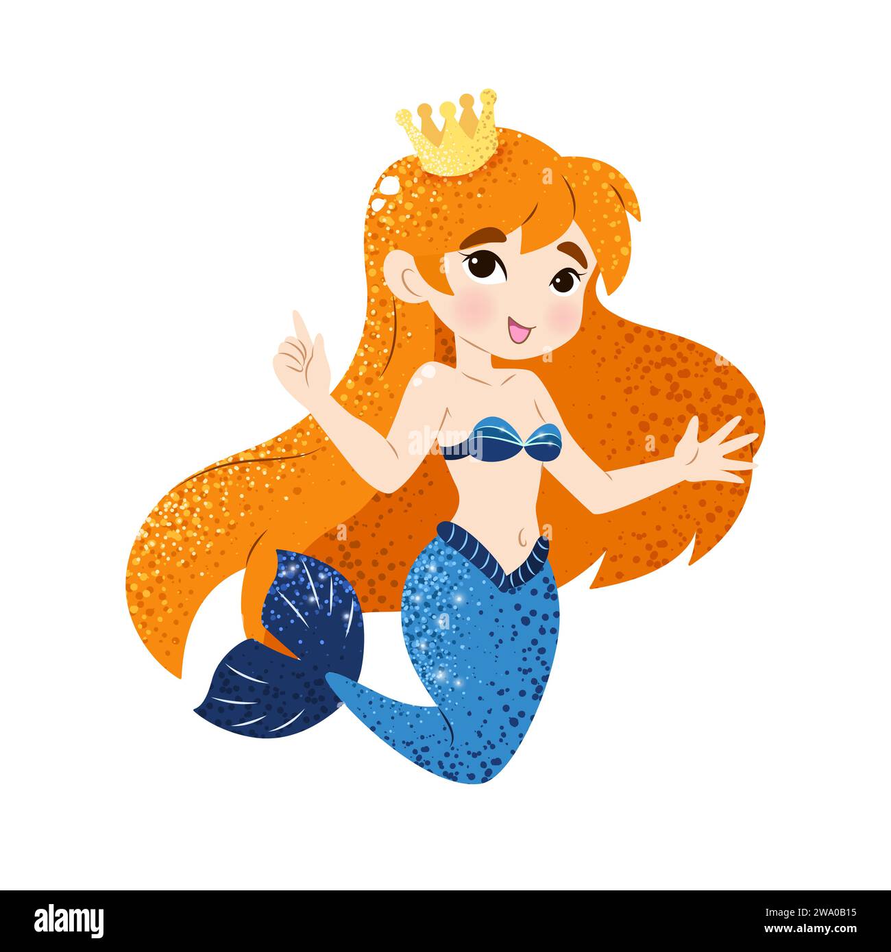 Cute little mermaid in flat style. Vector illustration Stock Vector ...