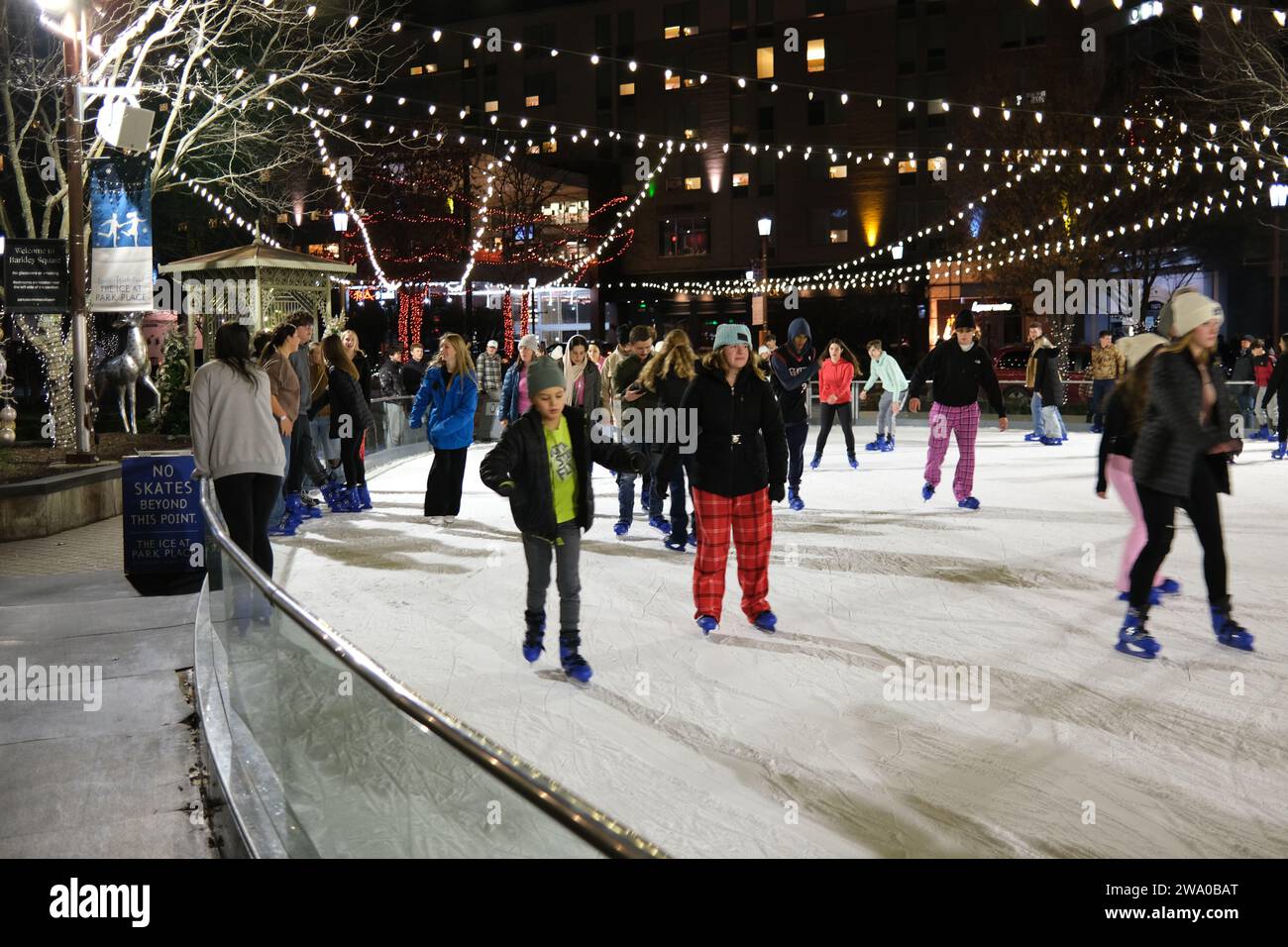 Overland Park, Kansas - December 30, 2023: Ice Skating at Town Center ...