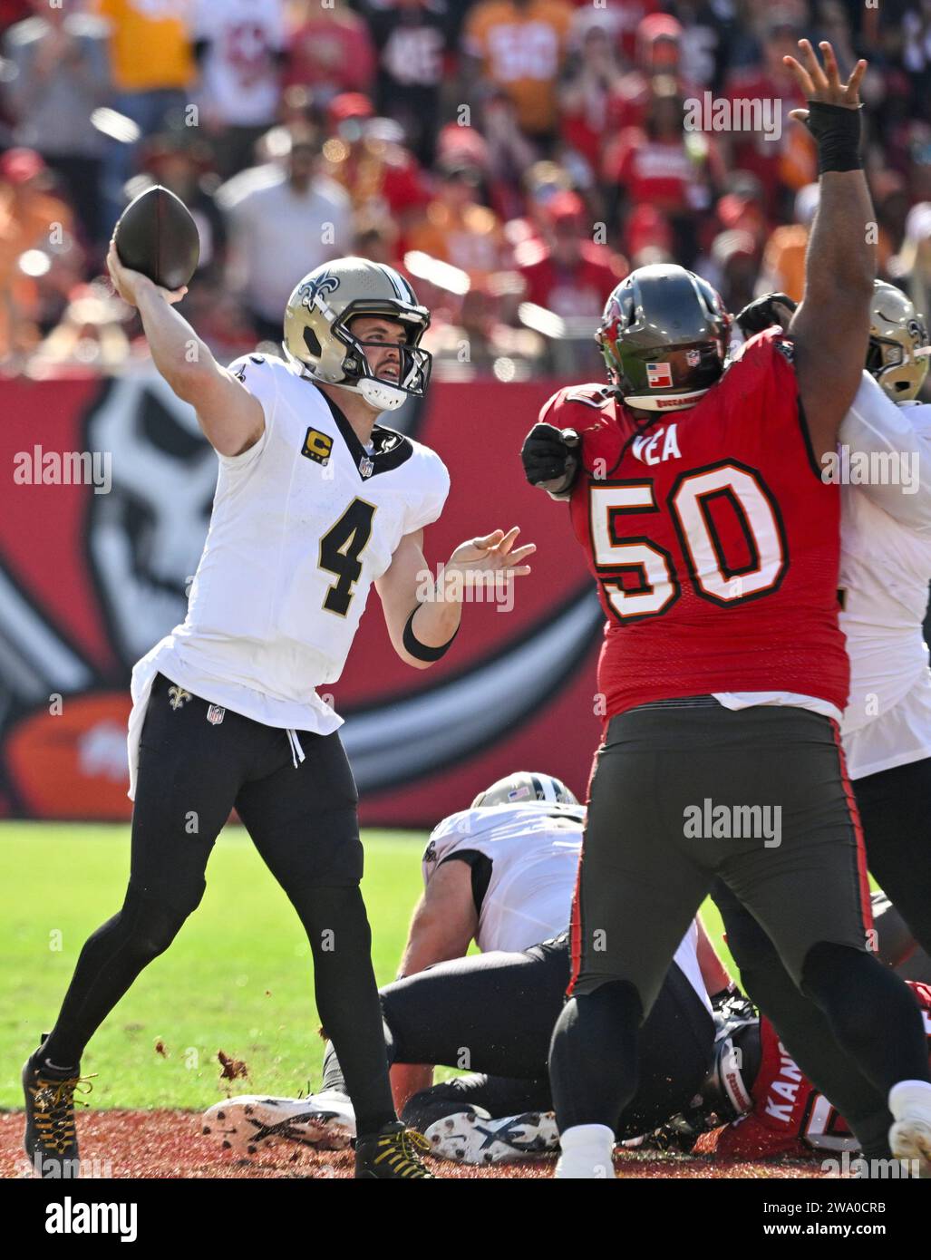 Tampa, United States. 31st Dec, 2023. New Orleans Saints quarterback ...