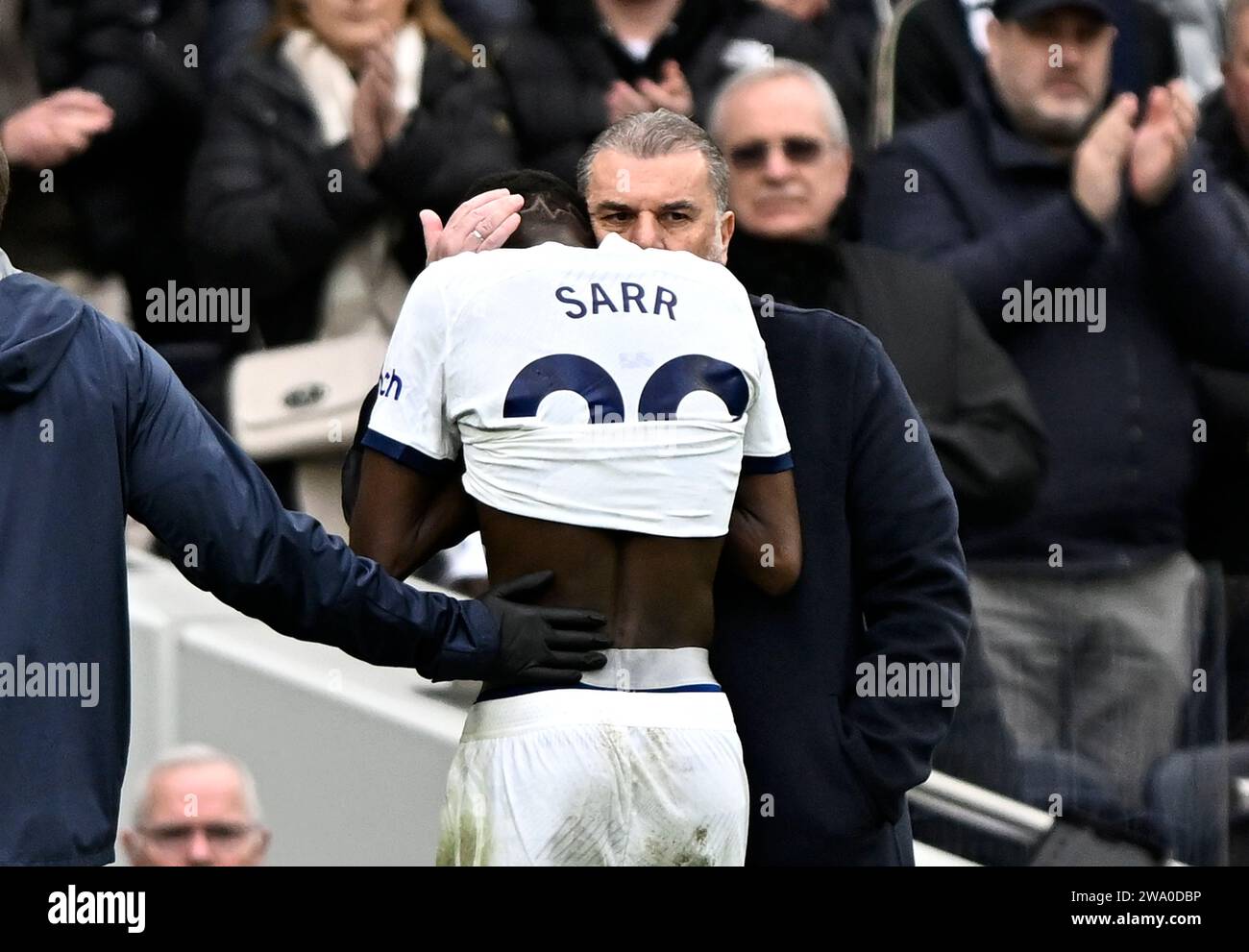 London, UK. 31st Dec, 2023. Pape Matar Sarr (Tottenham, 29) leaves the ...