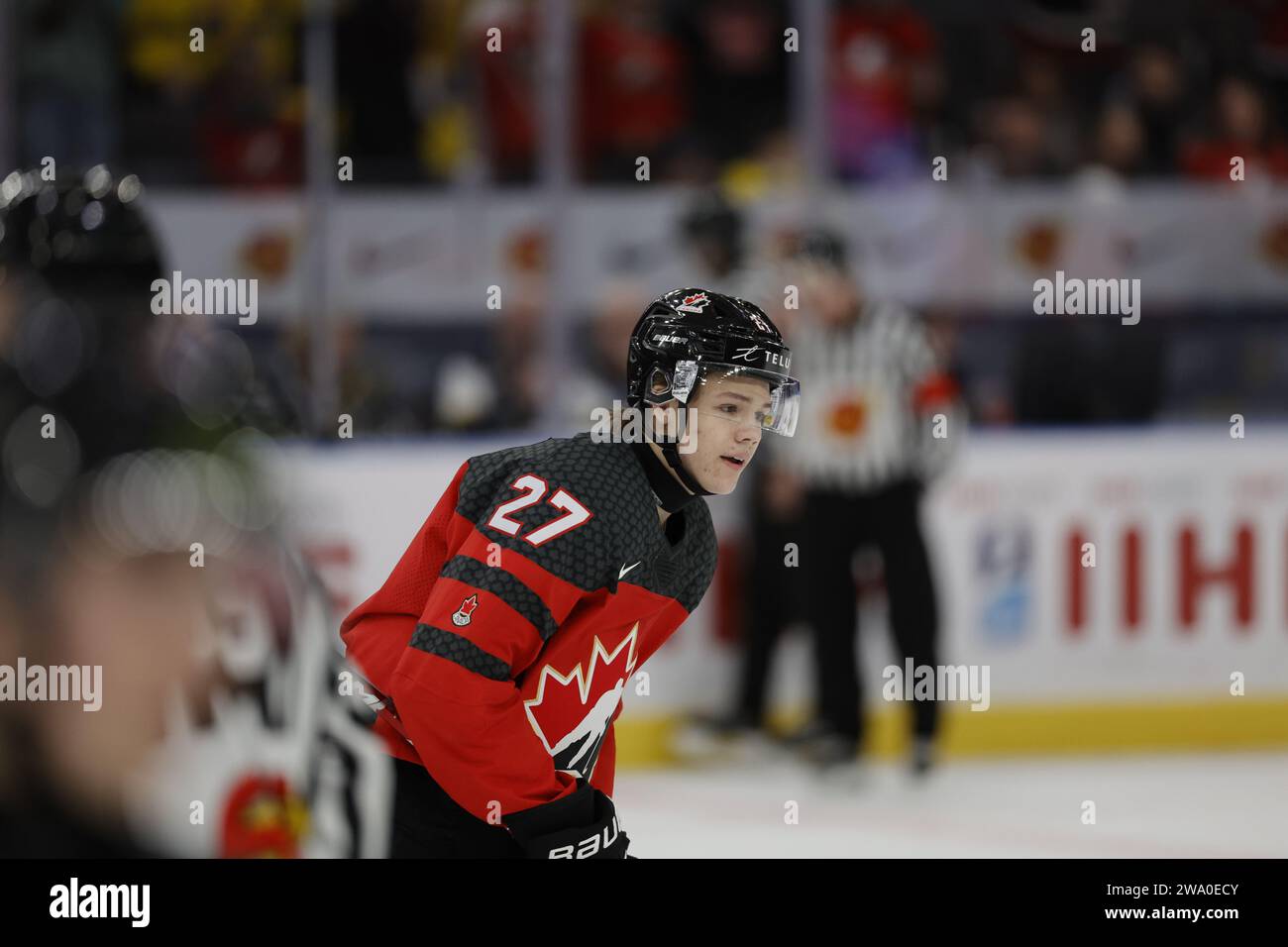 Canada's Easton Cowan scores 6-3 during the IIHF World Junior ...