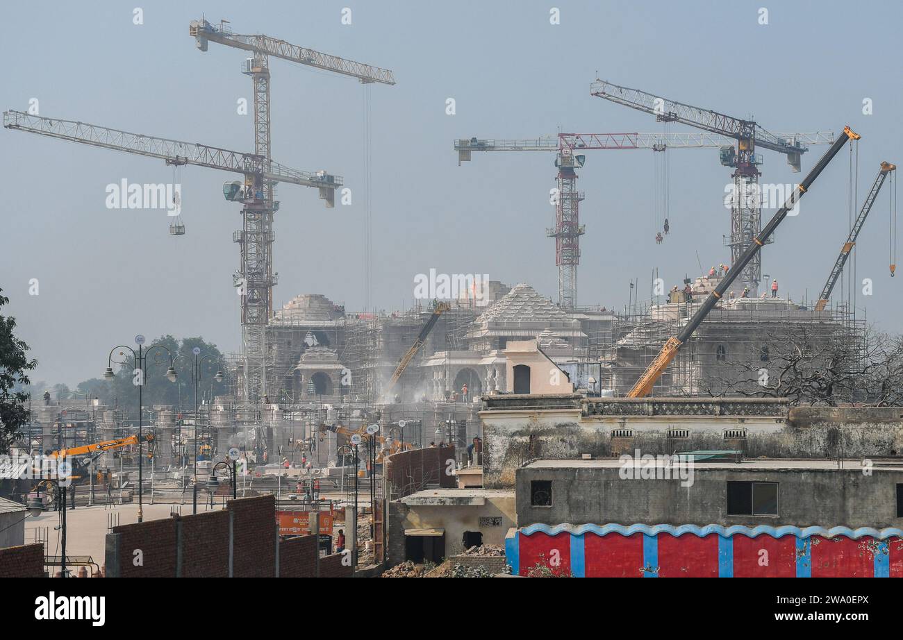 Ayodhya, India. 26th Dec, 2023. A view of the construction site of ...