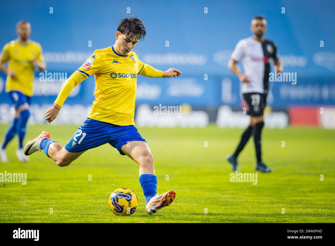 Rodrigo Gomes of Estoril Praia seen in action during the Liga Portugal Betclic match between ...