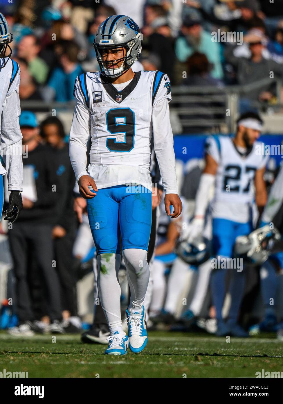 Jacksonville, FL, USA. 31st Dec, 2023. Carolina Panthers quarterback ...