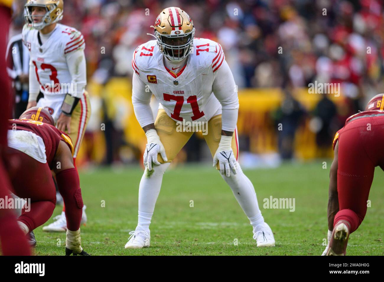 Landover, MD, USA. 31st Dec, 2023. San Francisco 49ers offensive tackle ...