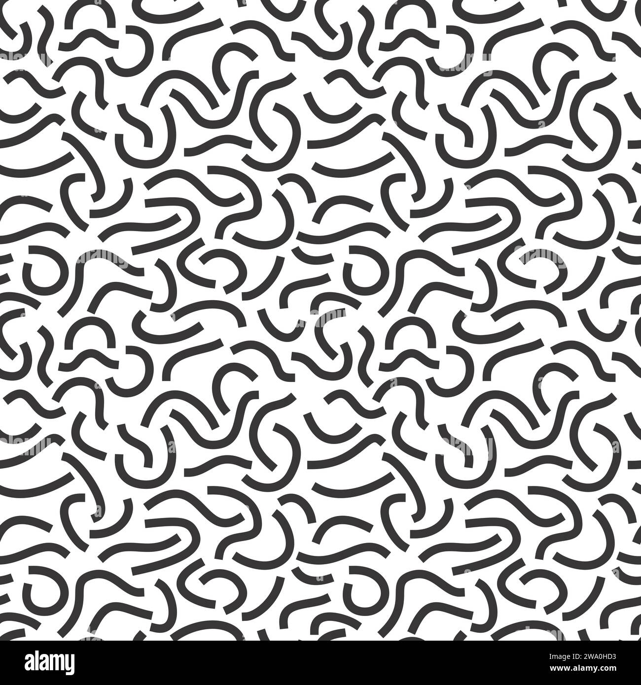 Black curved lines isolated on white background. Bold Squiggles Stock ...