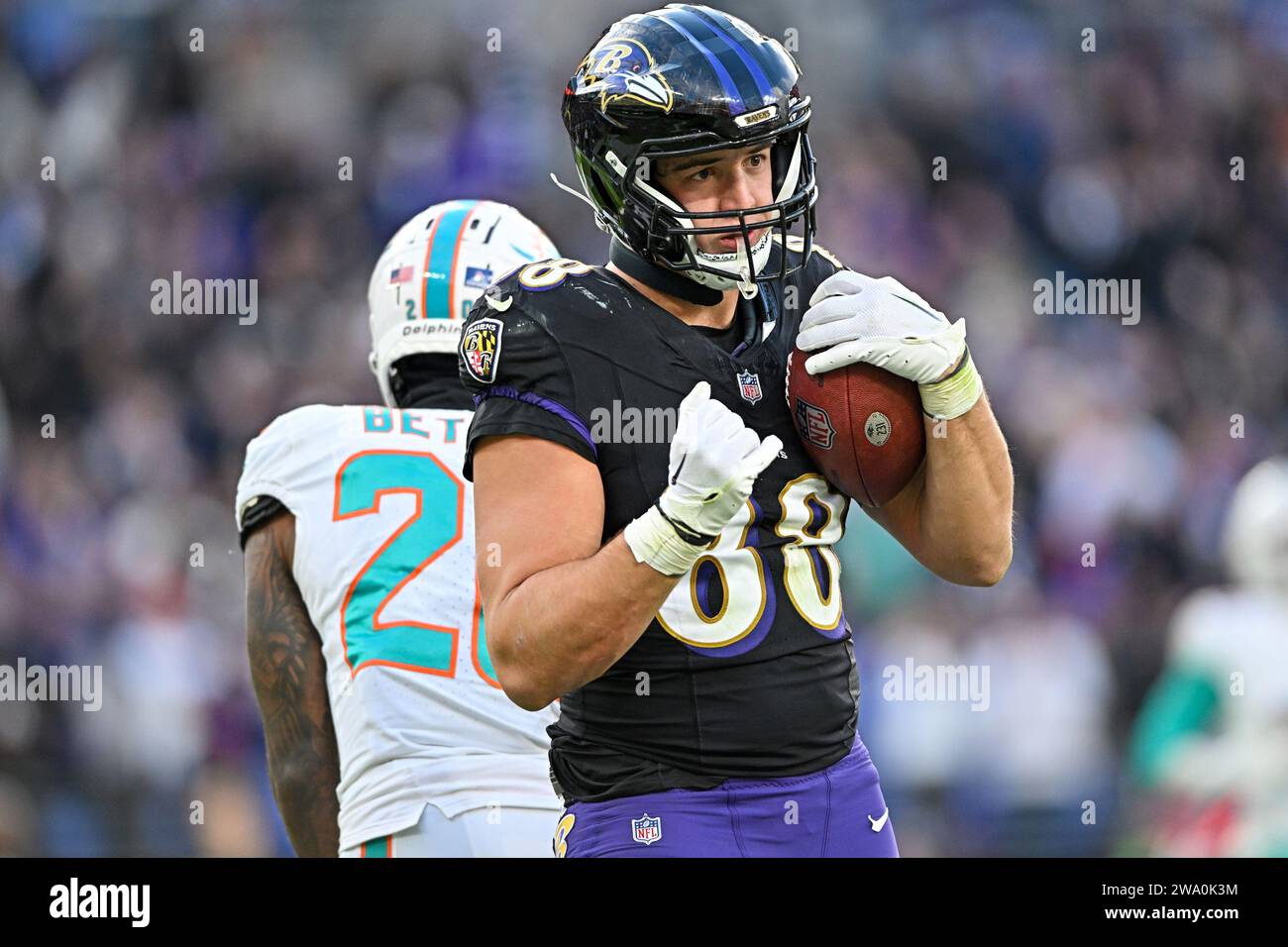 Baltimore, United States. 31st Dec, 2023. Baltimore Ravens tight end ...