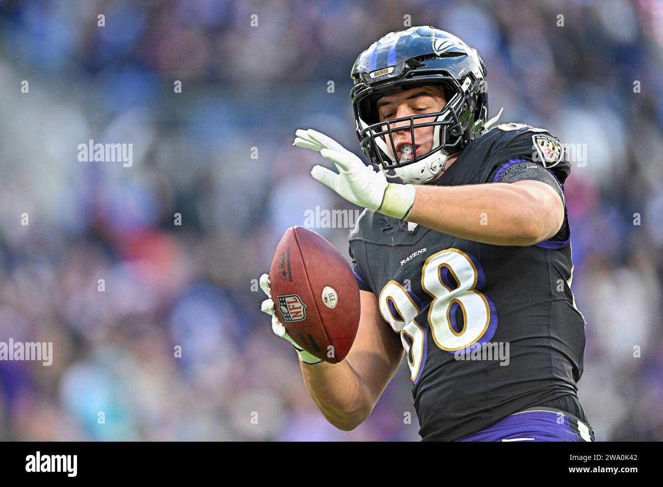 Baltimore, United States. 31st Dec, 2023. Baltimore Ravens tight end ...