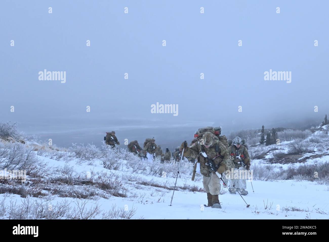 Northern Warfare Training Center students move cross country on a ...