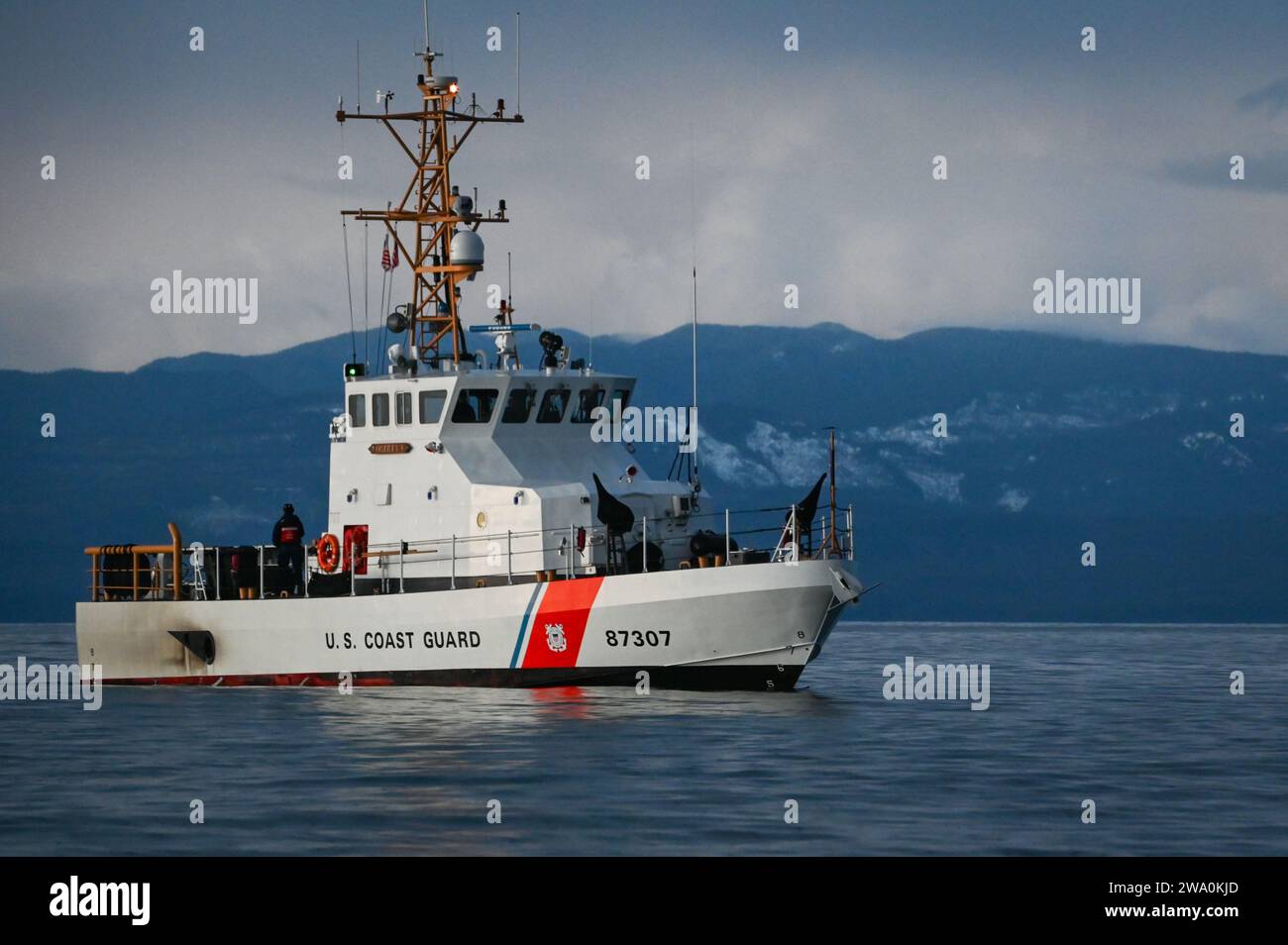 Coast Guard Cutter Osprey [WPB 87307] idles near the entrance of the ...