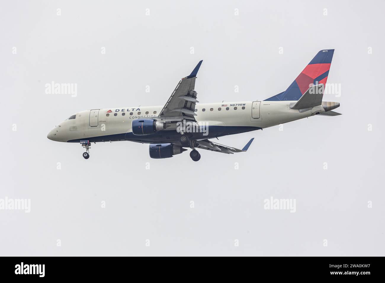 Delta Air Lines aircraft flying before landing at Ronald Reagan ...
